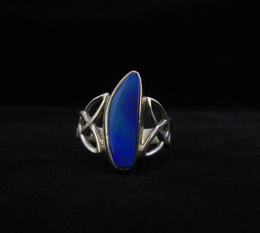 Opal Celtic Ring Sterling Silver, Celtic Knotwork Band, Size U ...