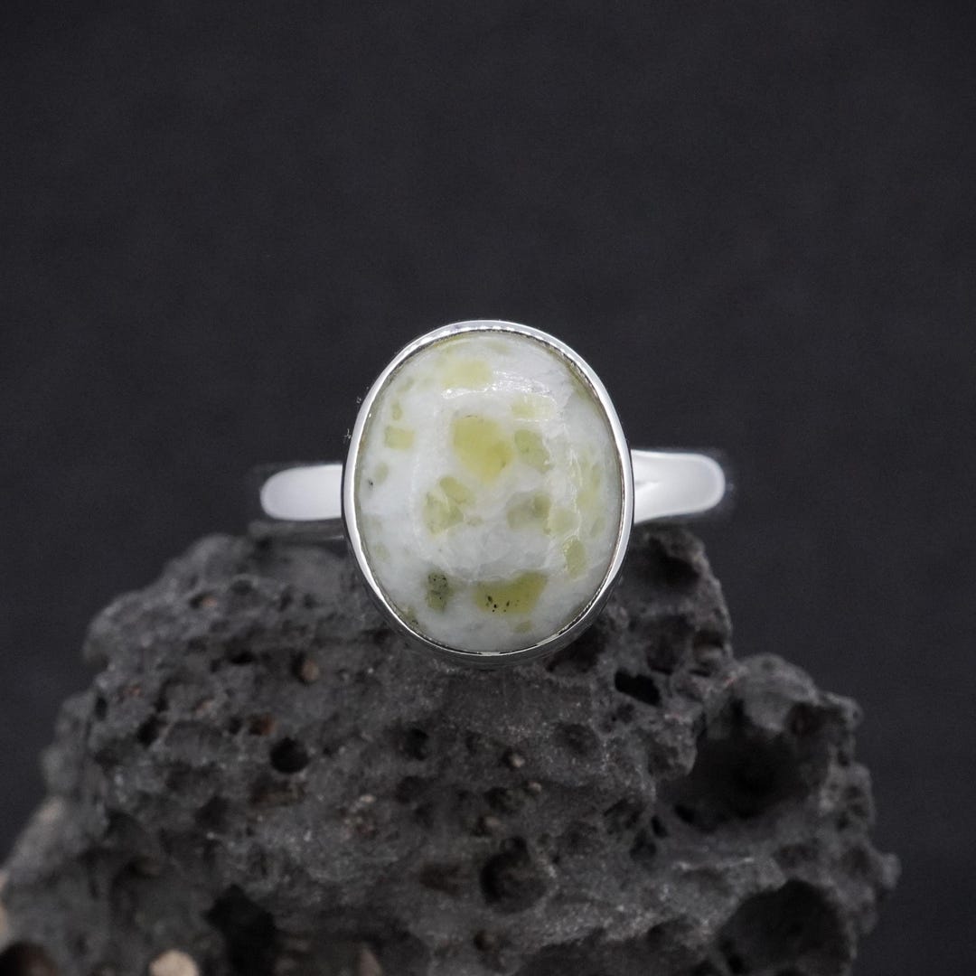Iona Marble Pebble Ring - 925 Sterling Silver, Adjustable Size P-U - Etsy