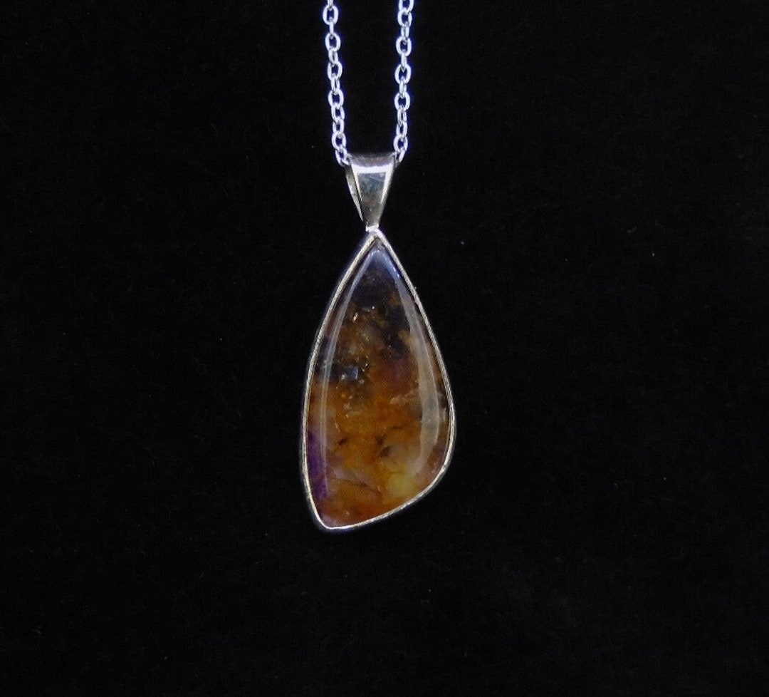 Blue John Pendant Set in 925 Sterling Silver Necklace - Etsy