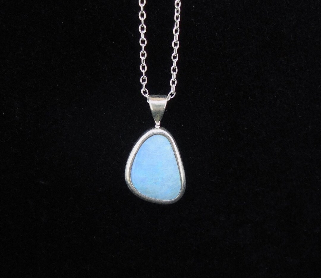 Opal Pendant Frame Set in 925 Sterling Silver, Natural, Deep Blue ...