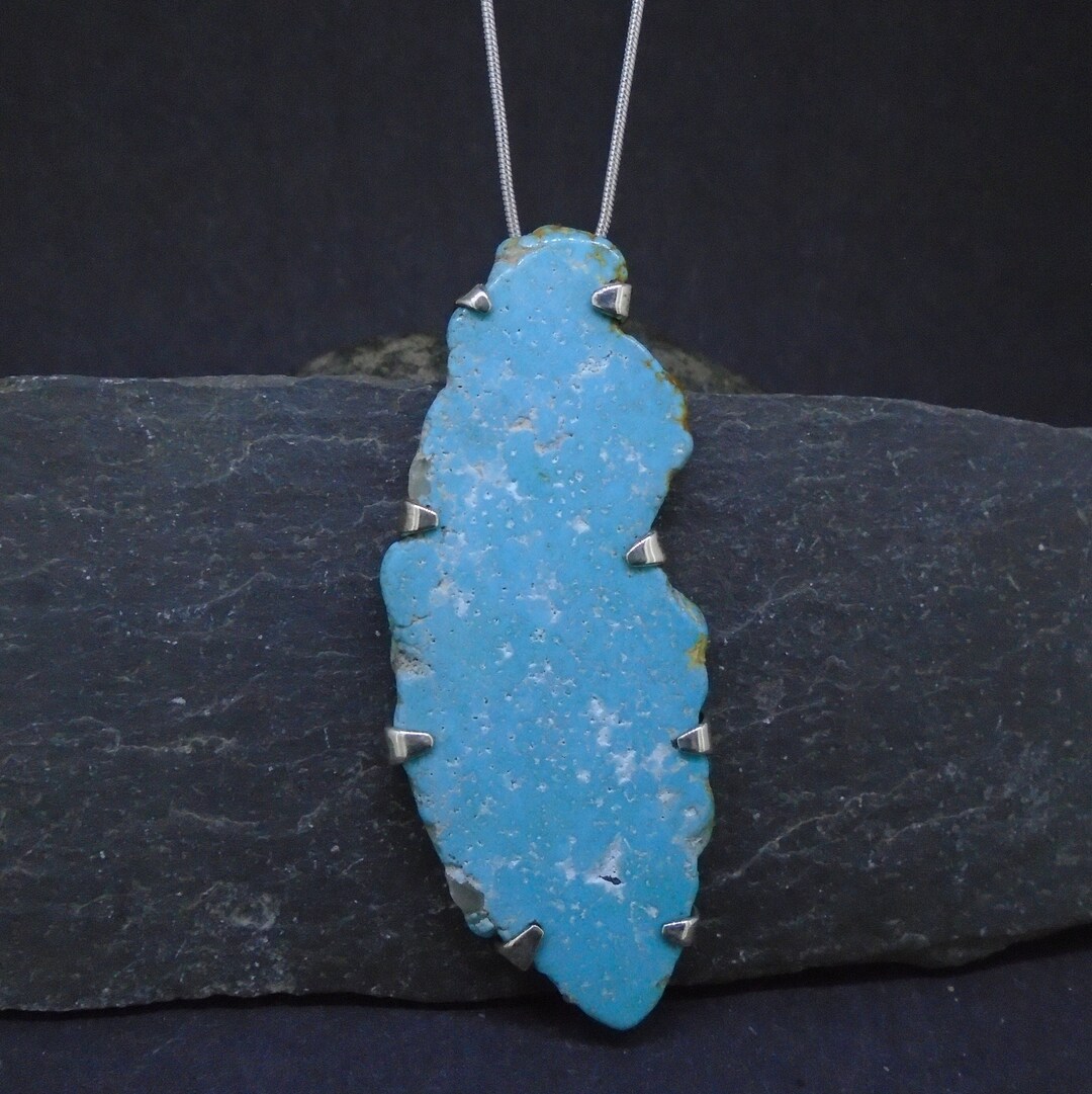 Turquoise Pendant Rare Mongolian Turquoise Natural Shape Claw Set in 925 Sterling Silver Necklace Natural Blue FREE WORLDWIDE SHIPPING Etsy UK