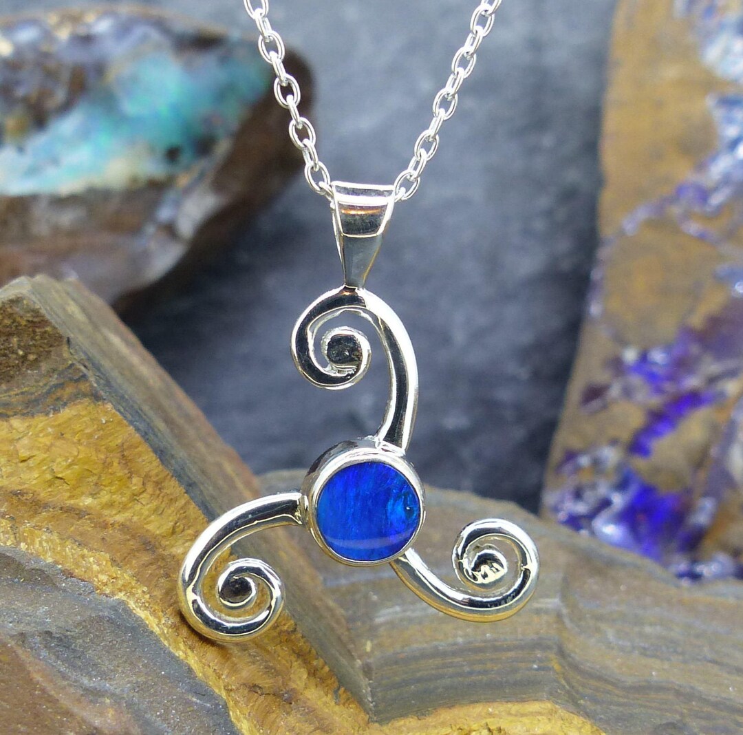Opal Pictish Sterling Silver Pendant, Aussie Opal, Scottish Heritage ...