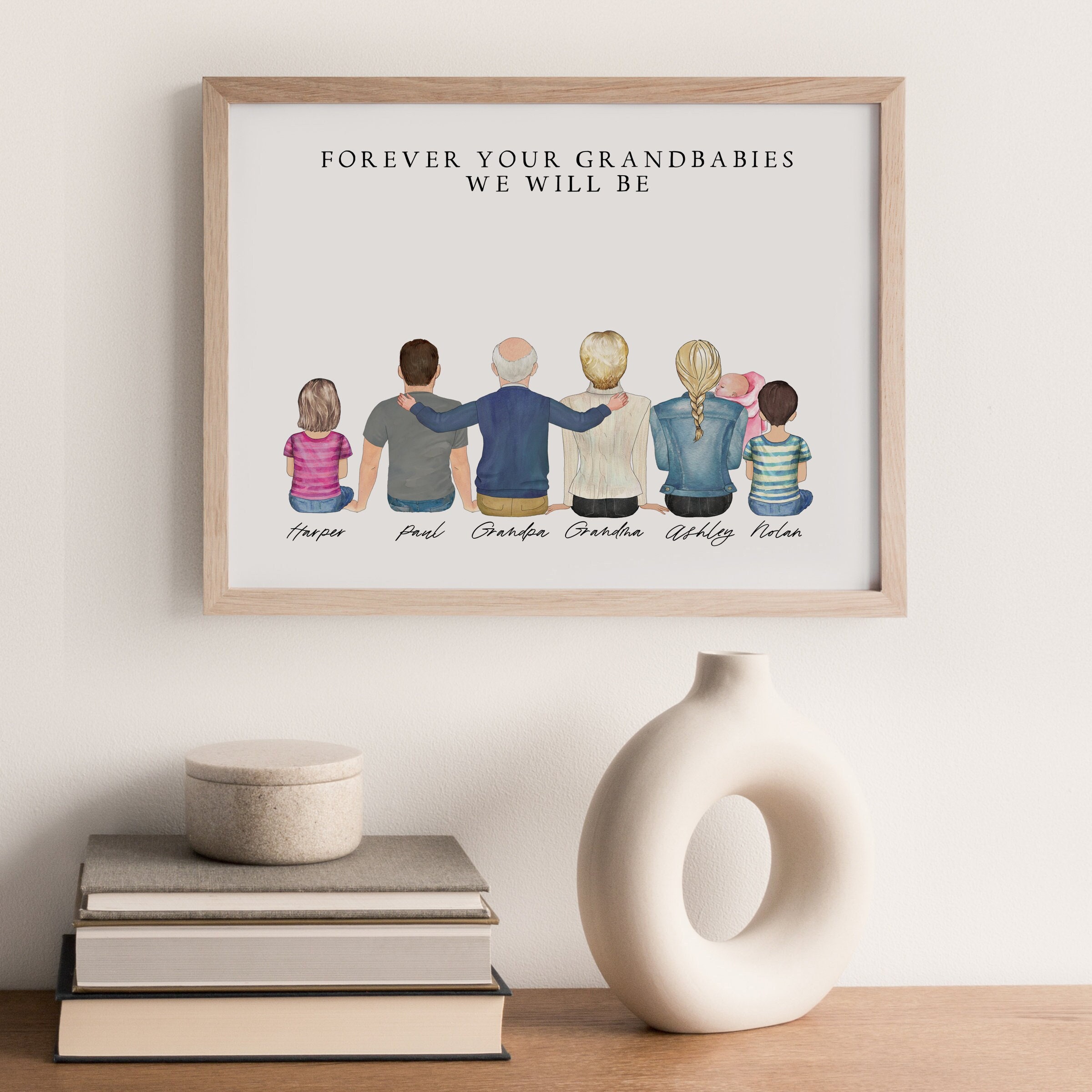 Personalized Family Portrait for Grandfather Gift From | Etsy