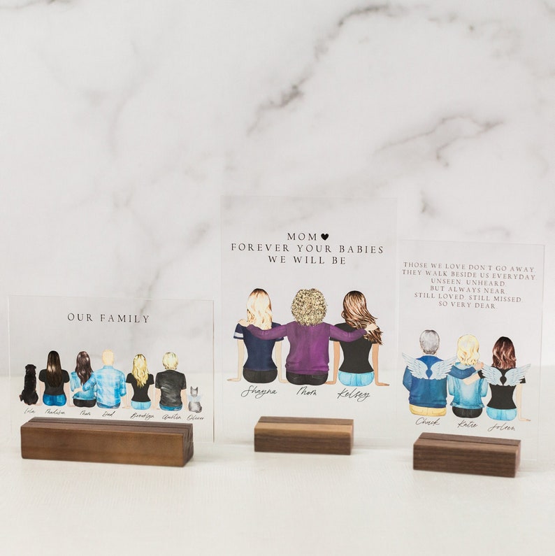 Personalized Family Portrait Acrylic Plaque With Stand, Birthday Gift ...