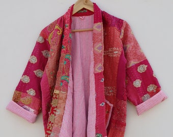 Block Print Kantha Robe, Kantha Jacket, Handmade Floral Print ...