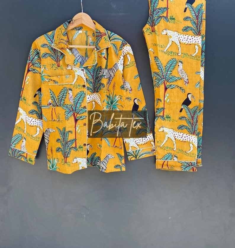 Tiger Print Pajamas Animal Print Pure Cotton Pj's | Etsy