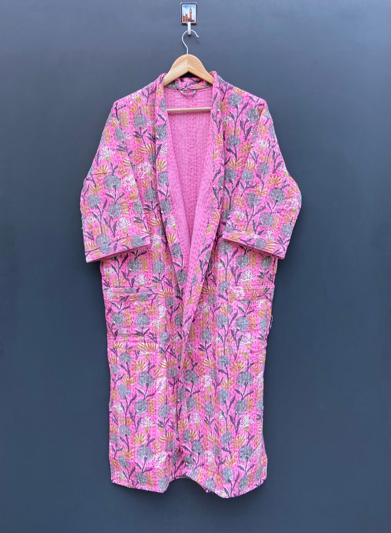 Kantha Robe Kantha Jacket Handmade Floral Print Kantha - Etsy
