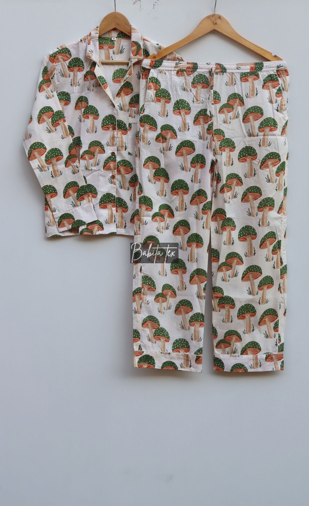 Fungi Fungus Print Pajamas, Pure Cotton Pj's, Mushroom Print Pajamas ...