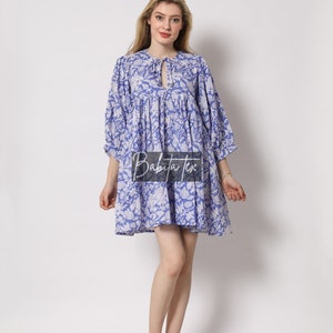 Floral Block Print Soft Cotton Summer Dress, Kyra Midi Dress, Dresses ...