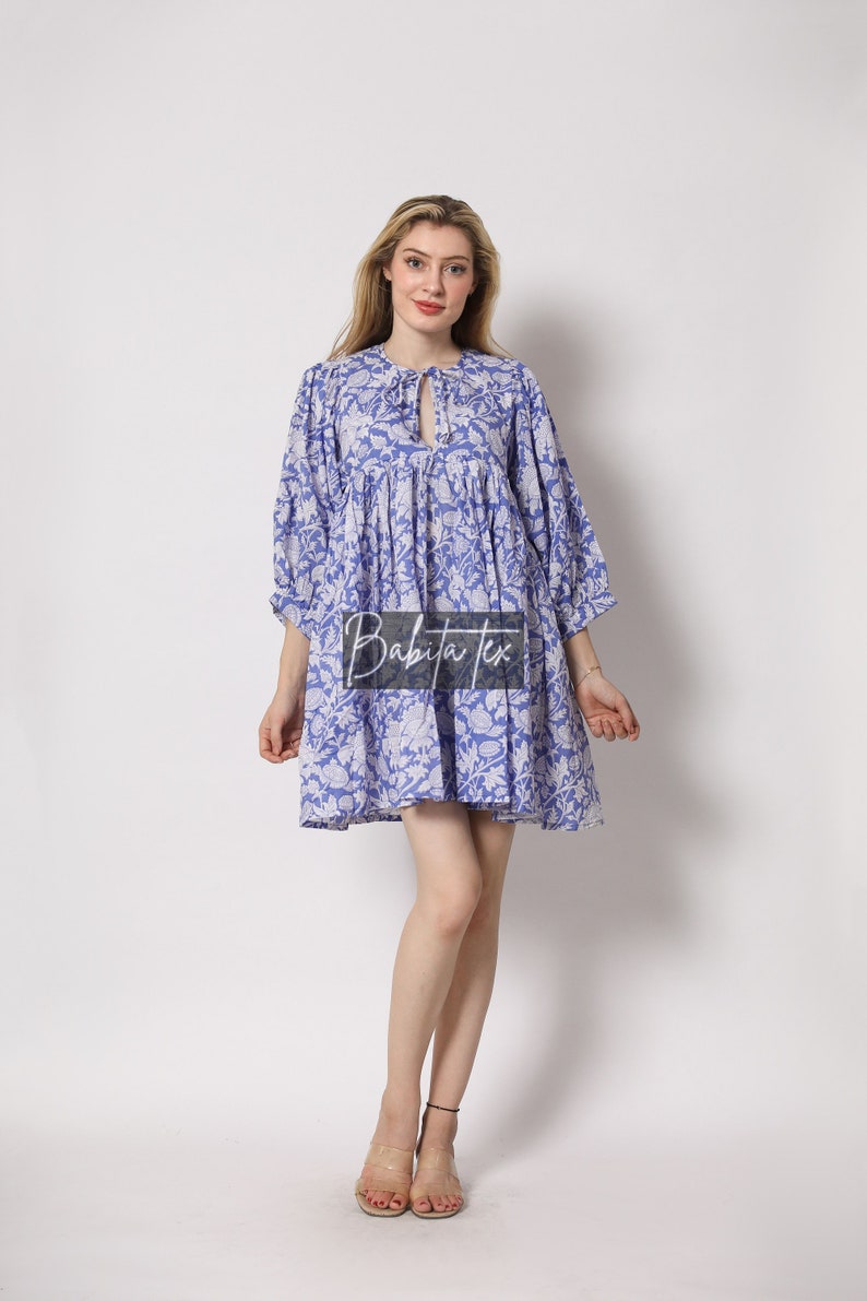 Floral Block Print Soft Cotton Summer Dress, Kyra Midi Dress, Dresses ...