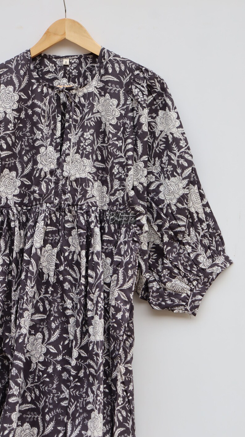 Floral Block Print Soft Cotton Summer Dress, Kyra Midi Dress, Dresses ...