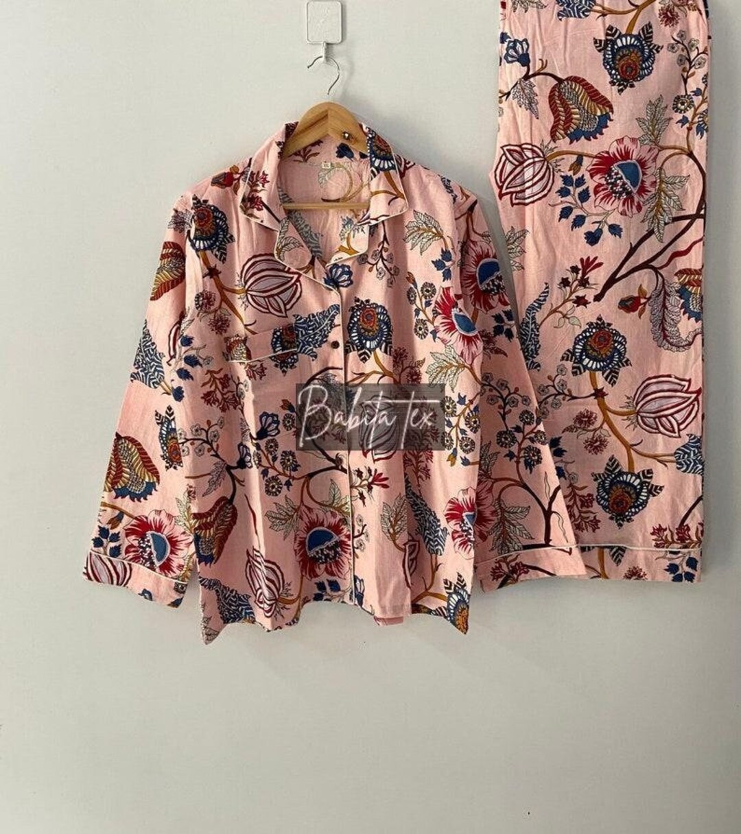 Floral Print Pajamas Bridesmaid Pure Cotton Pj's Set, Pajamas Set ...