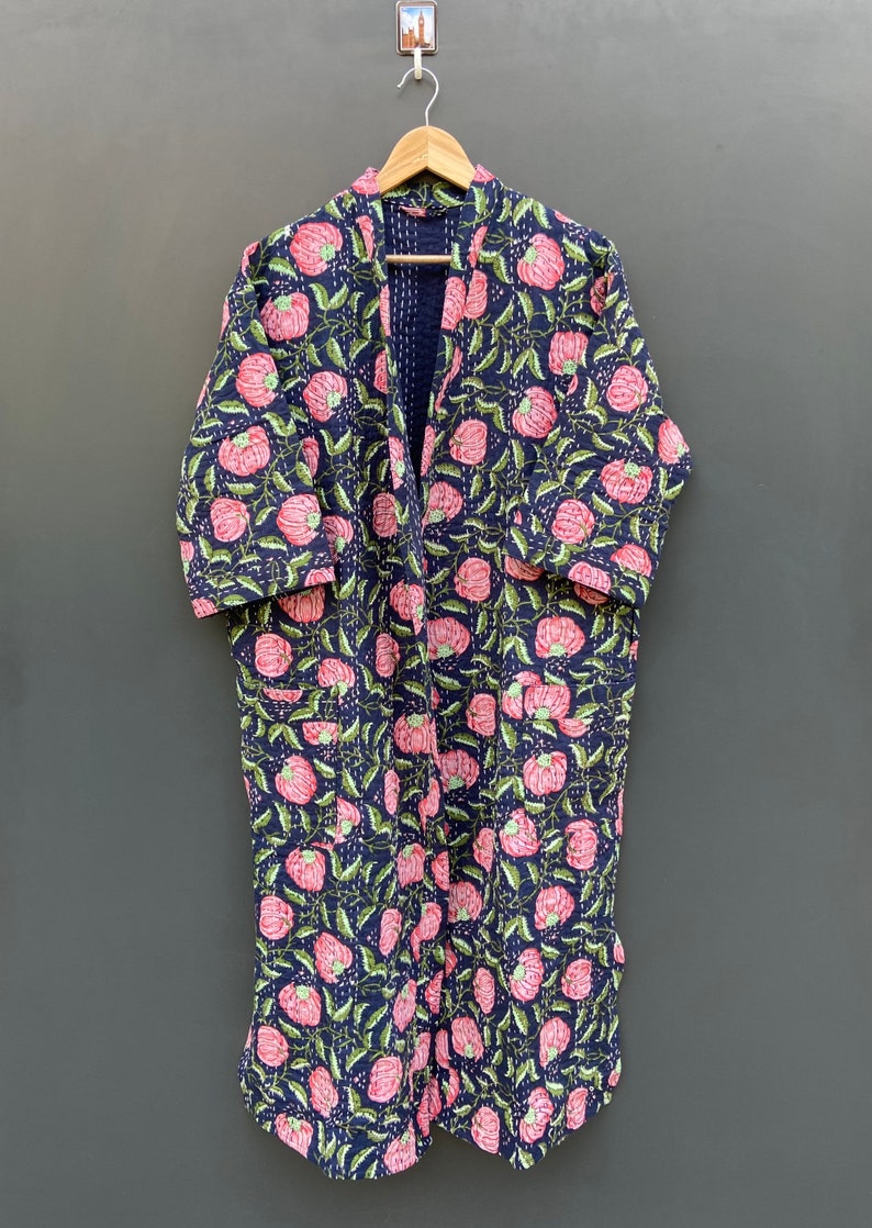 Kantha Robe Kantha Jacket Handmade Pumpkin Print Kantha - Etsy