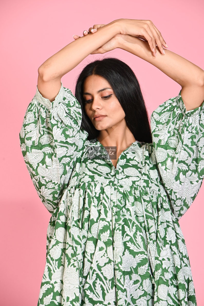 Floral Block Print Soft Cotton Summer Dress, Kyra Midi Dress, Dresses ...