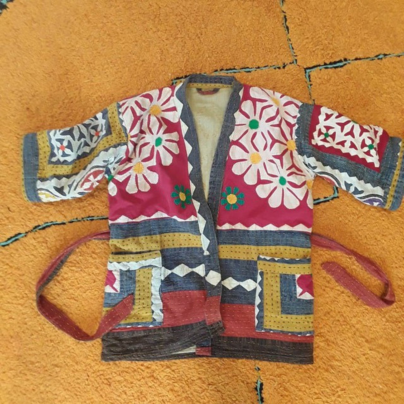 Handmade Kantha Jacket Embroidered Vintage Work Coat Unique - Etsy