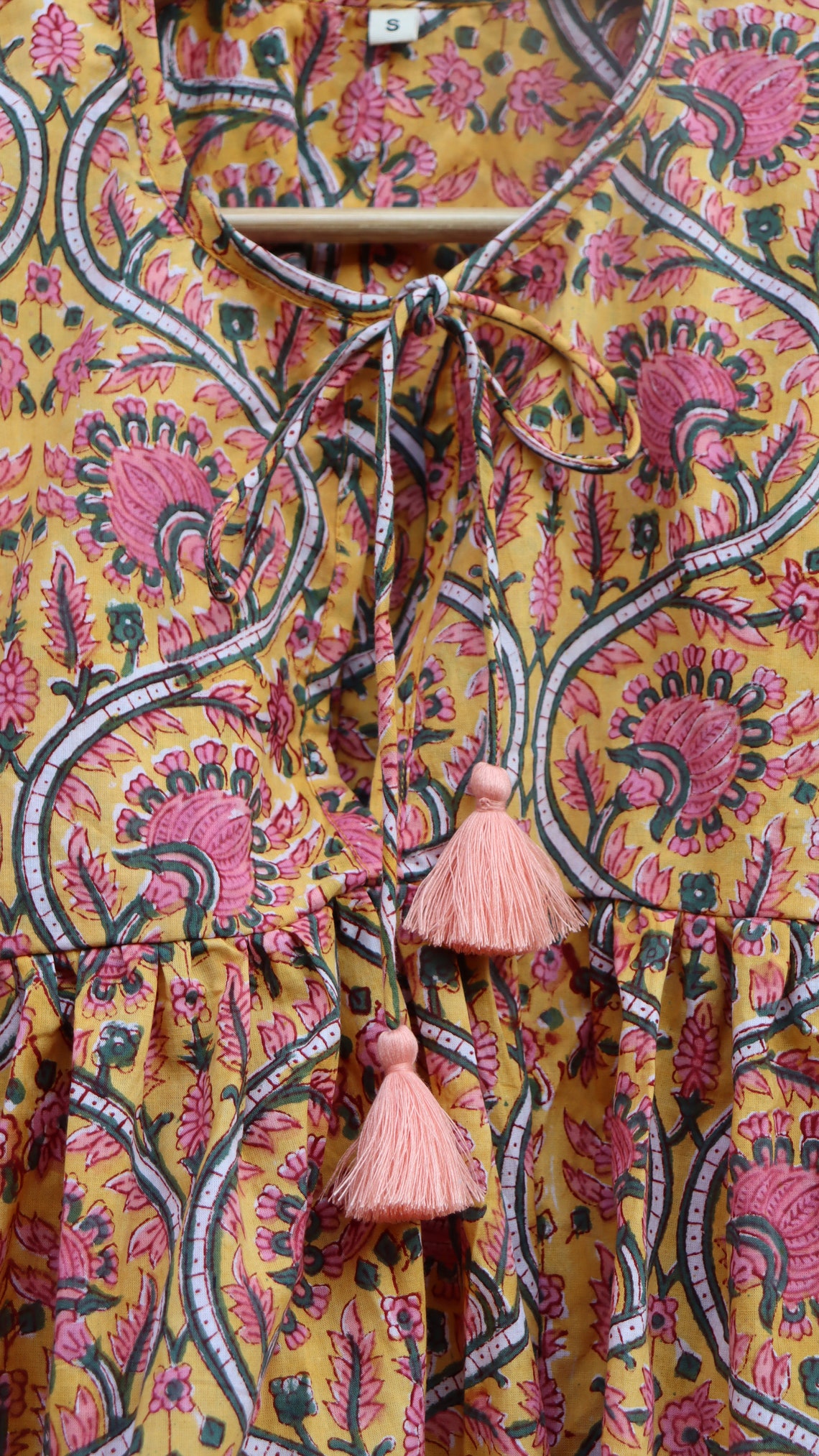 Hand Block Print Cotton Blouse, Boho Floral Tassel Tunic Top - Etsy
