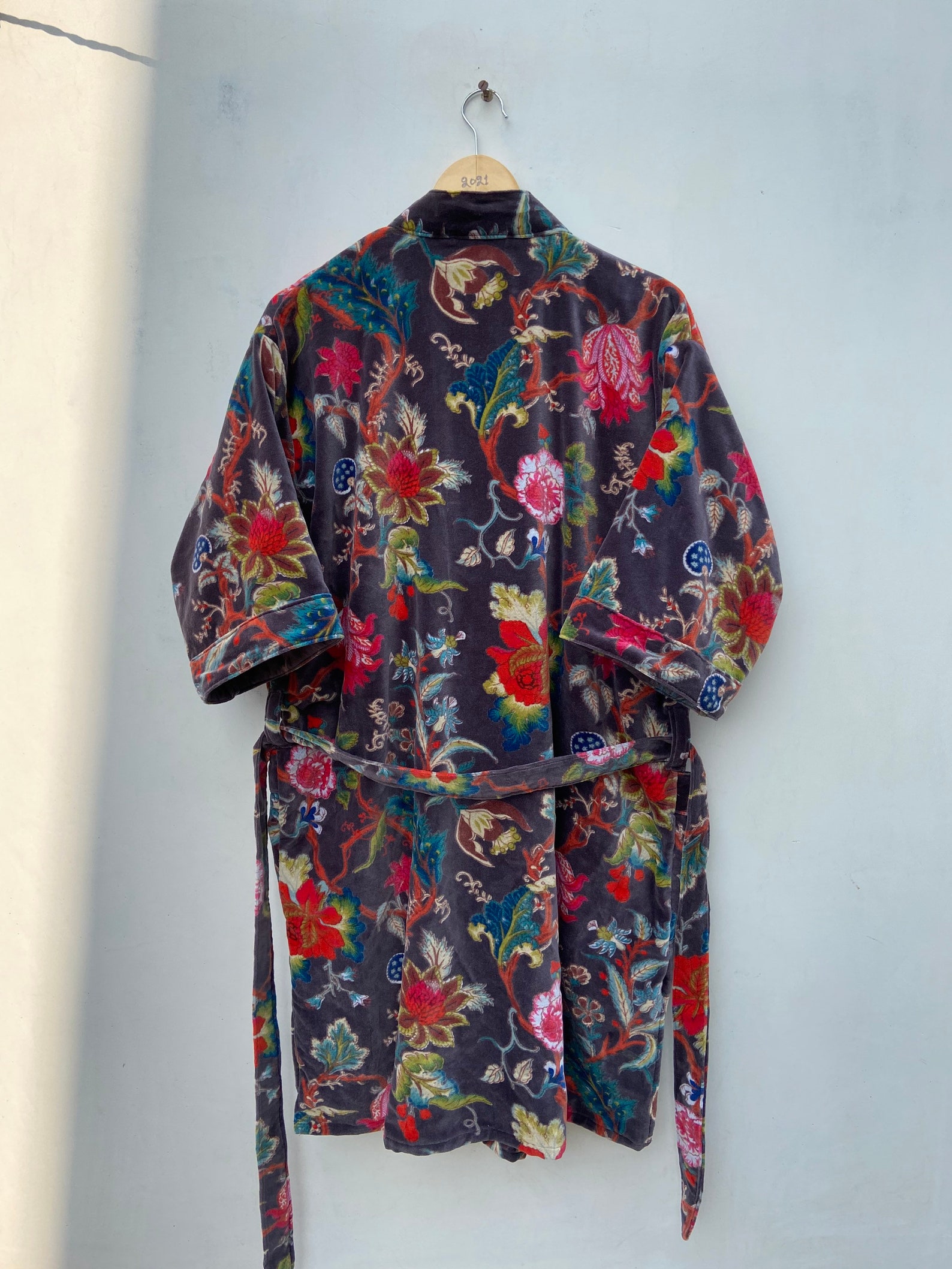 Floral print velvet boho jacket Japanese kimono style ethic | Etsy