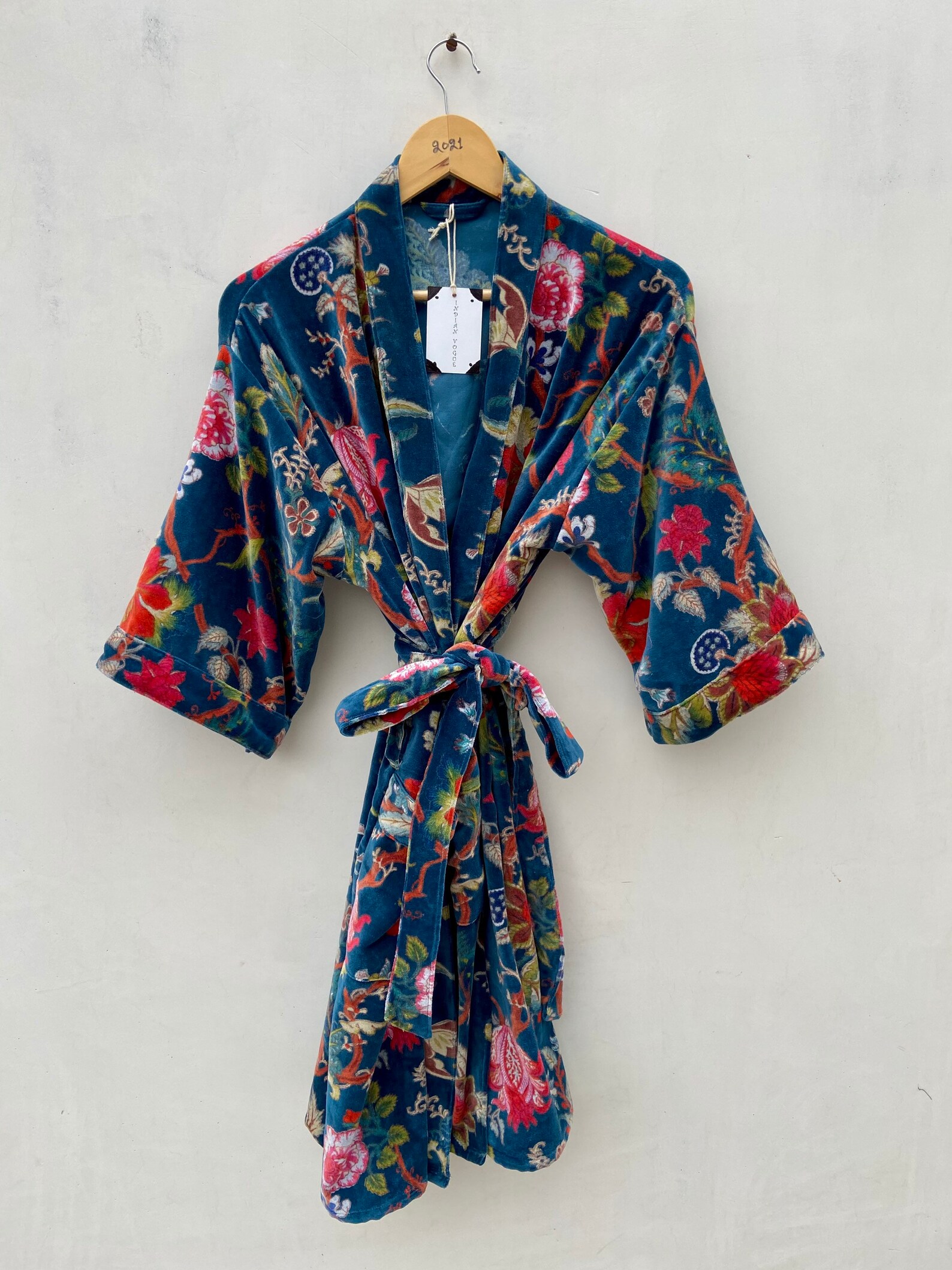 Floral Print Velvet Boho Jacket Japanese Kimono Style Ethic - Etsy