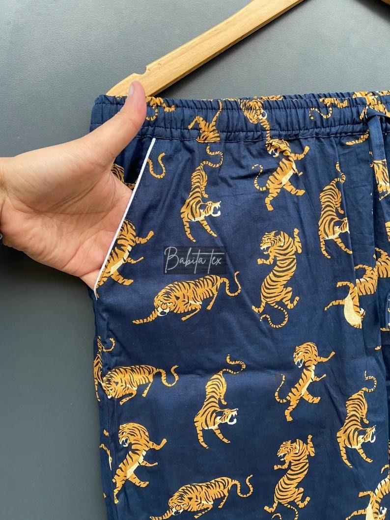 Tiger Print Pajamas Animal Print Pure Cotton Pj's - Etsy