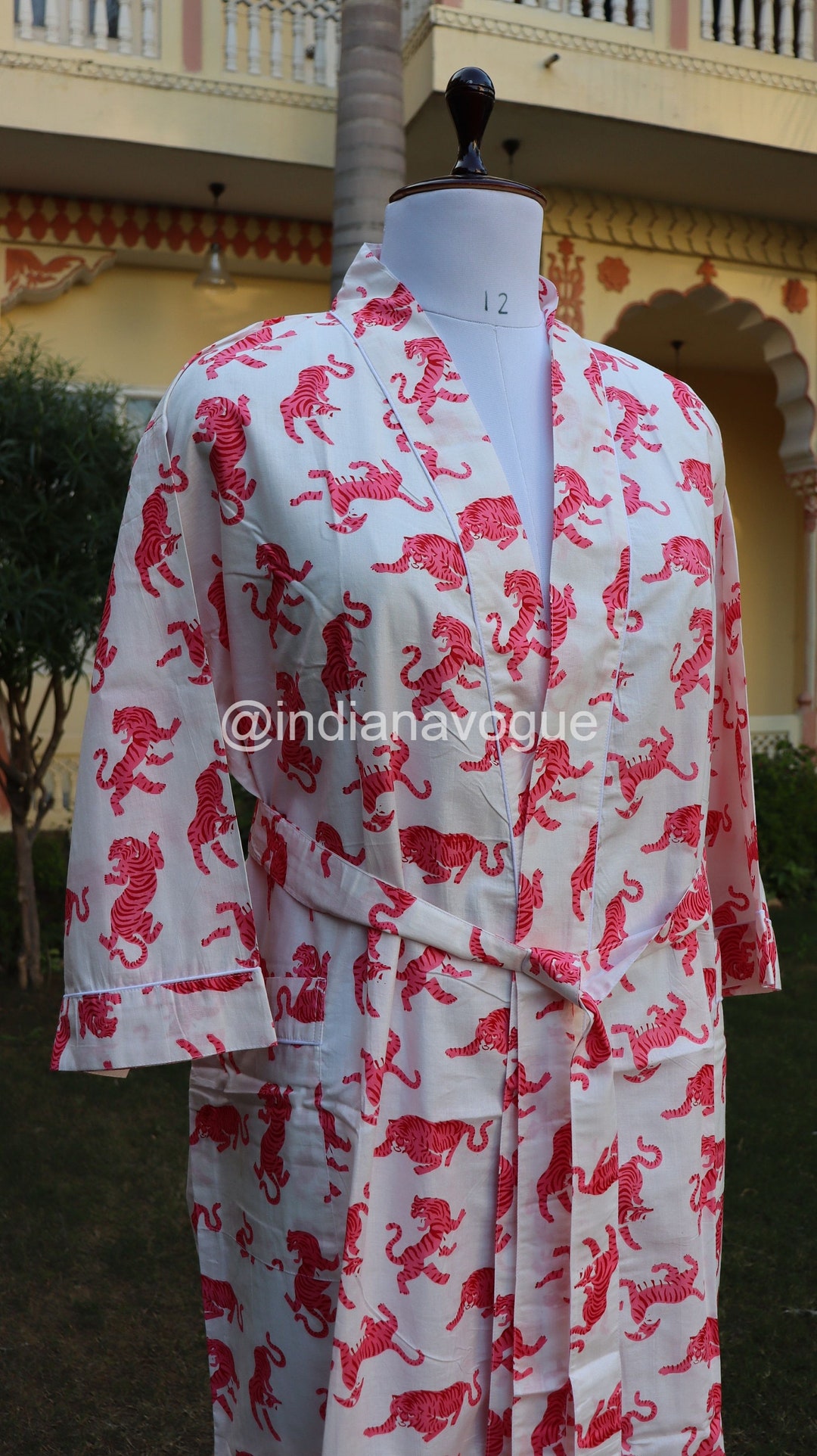 Tiger Print Cotton Kimono Robes, Wild Life Animal Print Kimono, Soft ...