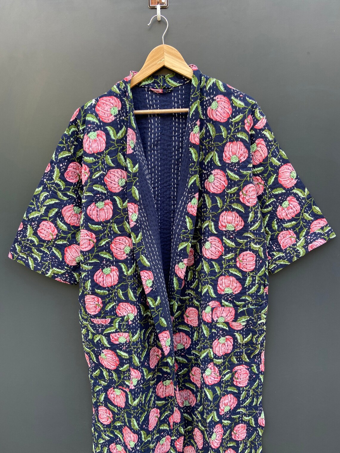 Kantha Robe Kantha Jacket Handmade Pumpkin Print Kantha - Etsy