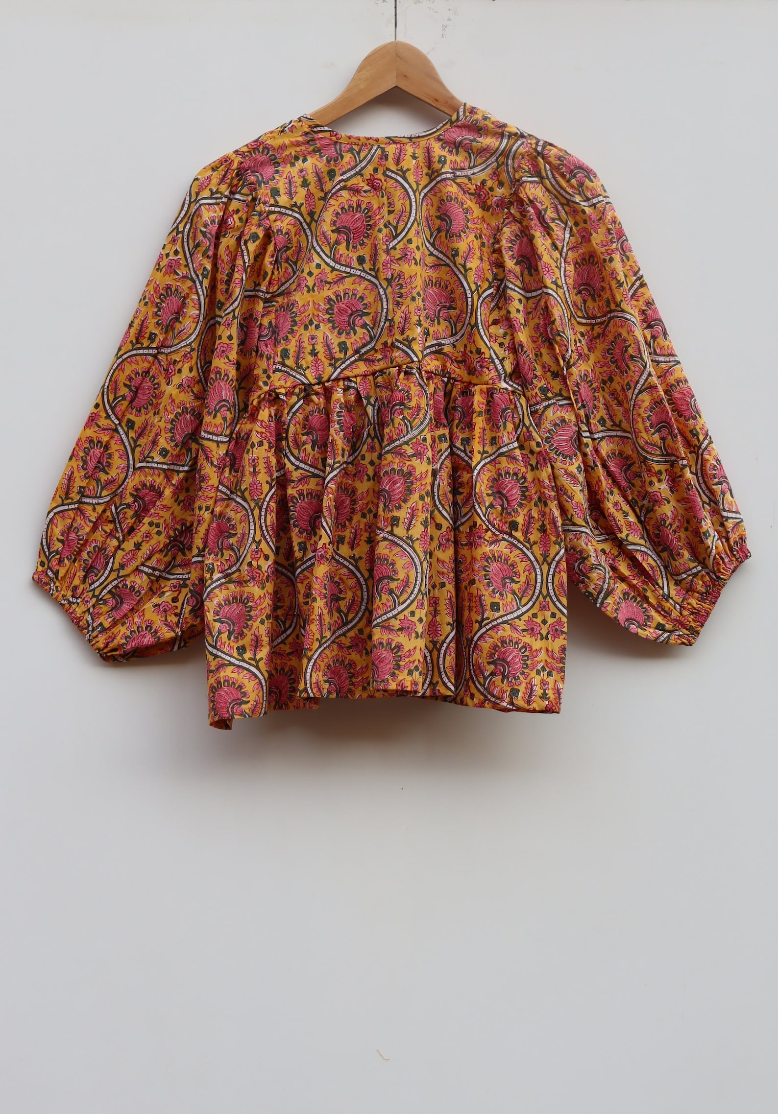 Hand Block Print Cotton Blouse, Boho Floral Tassel Tunic Top - Etsy