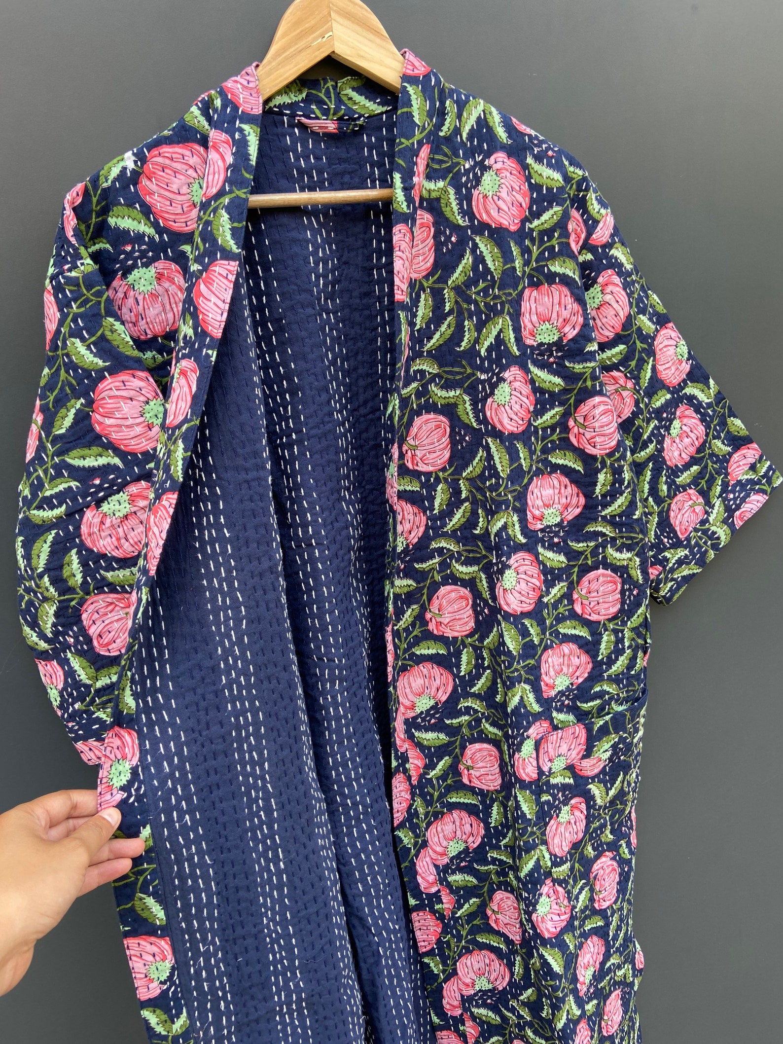 Kantha Robe Kantha Jacket Handmade Pumpkin Print Kantha - Etsy
