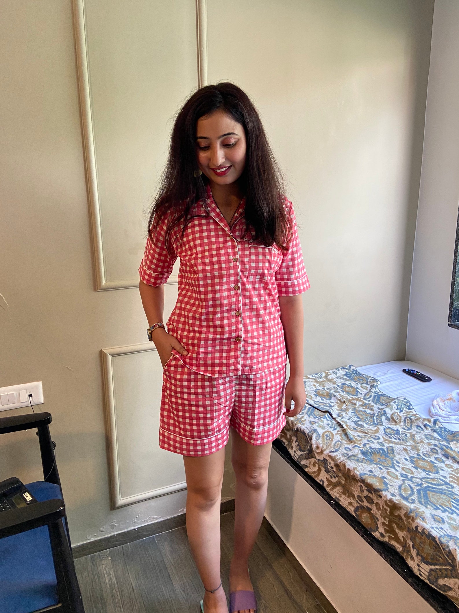 Checks Print Short Pajamas, Pure Cotton Pjs, Pajamas Set ,indian Cotton ...