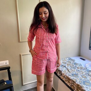 Checks Print Short Pajamas, Pure Cotton Pjs, Pajamas Set ,indian Cotton ...
