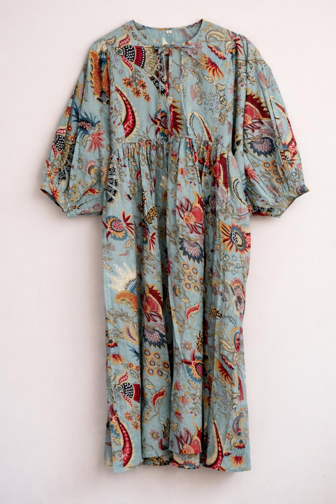 Floral Hand Block Print Kyra Midi Dress | Bohemian Cotton Dress ...