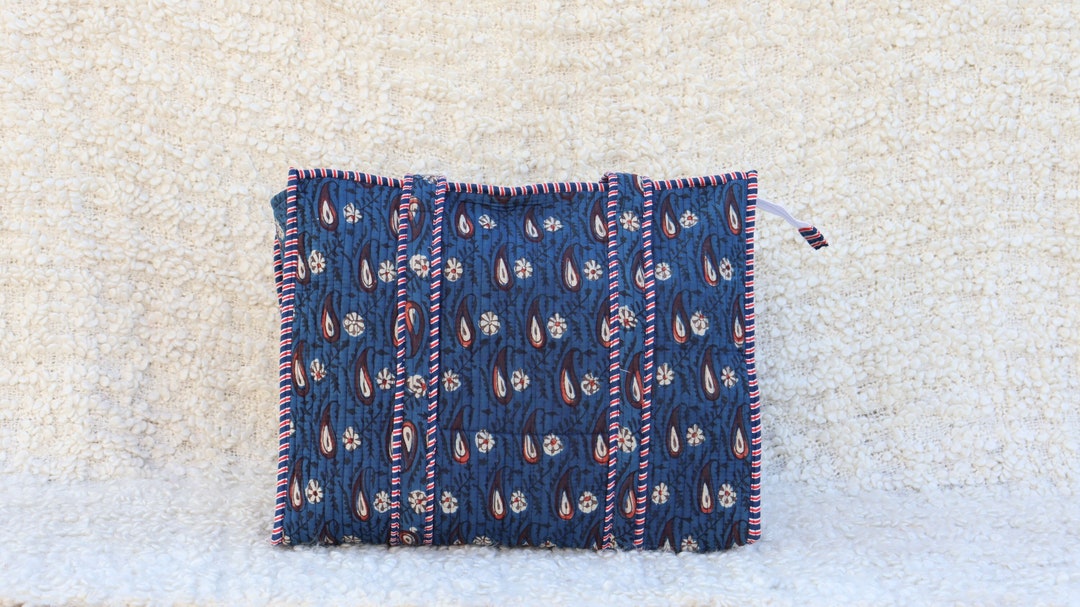 Handmade Quilted Tote Shopping Bag, Floral Print Cotton Market Bag ...