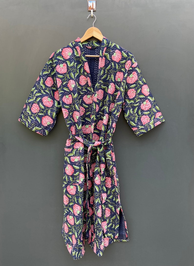 Kantha Robe Kantha Jacket Handmade Pumpkin Print Kantha - Etsy