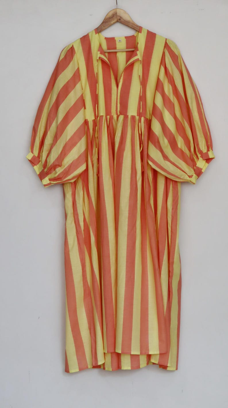 Striped Hand Block Print Kyra Midi Dress | Bohemian Cotton Dress ...