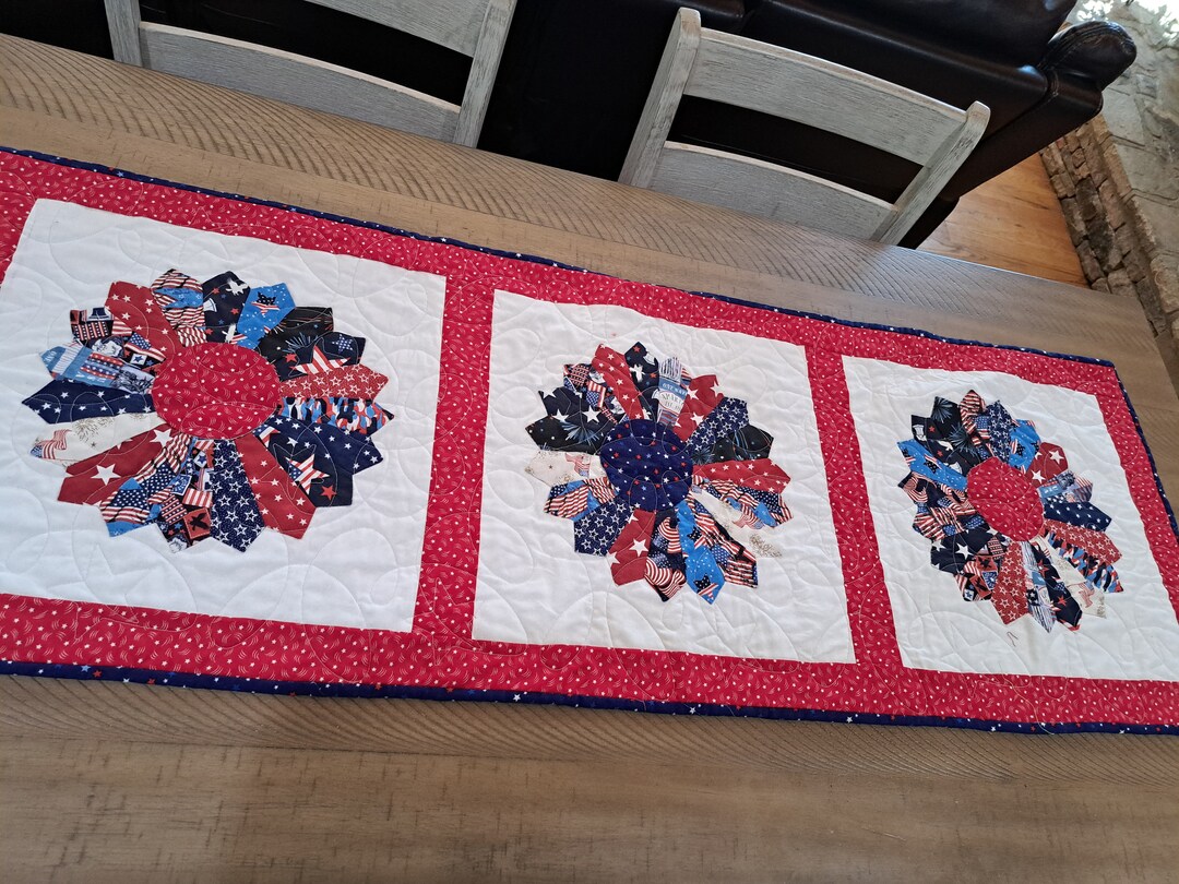 RED, White, and Blue Quilted Table Runner - Etsy