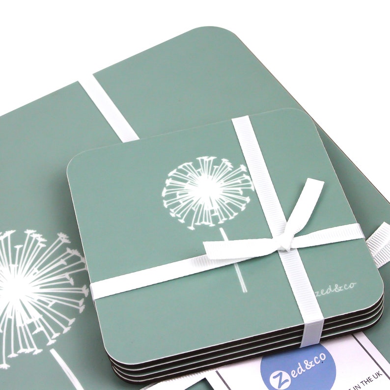 Dandelion Coasters Set Of Four Single Made in the UK | Etsy