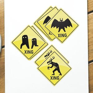 Cryptid Xing Sign Stickers | Die Cut Stickers | 3 Options - Mothman ...