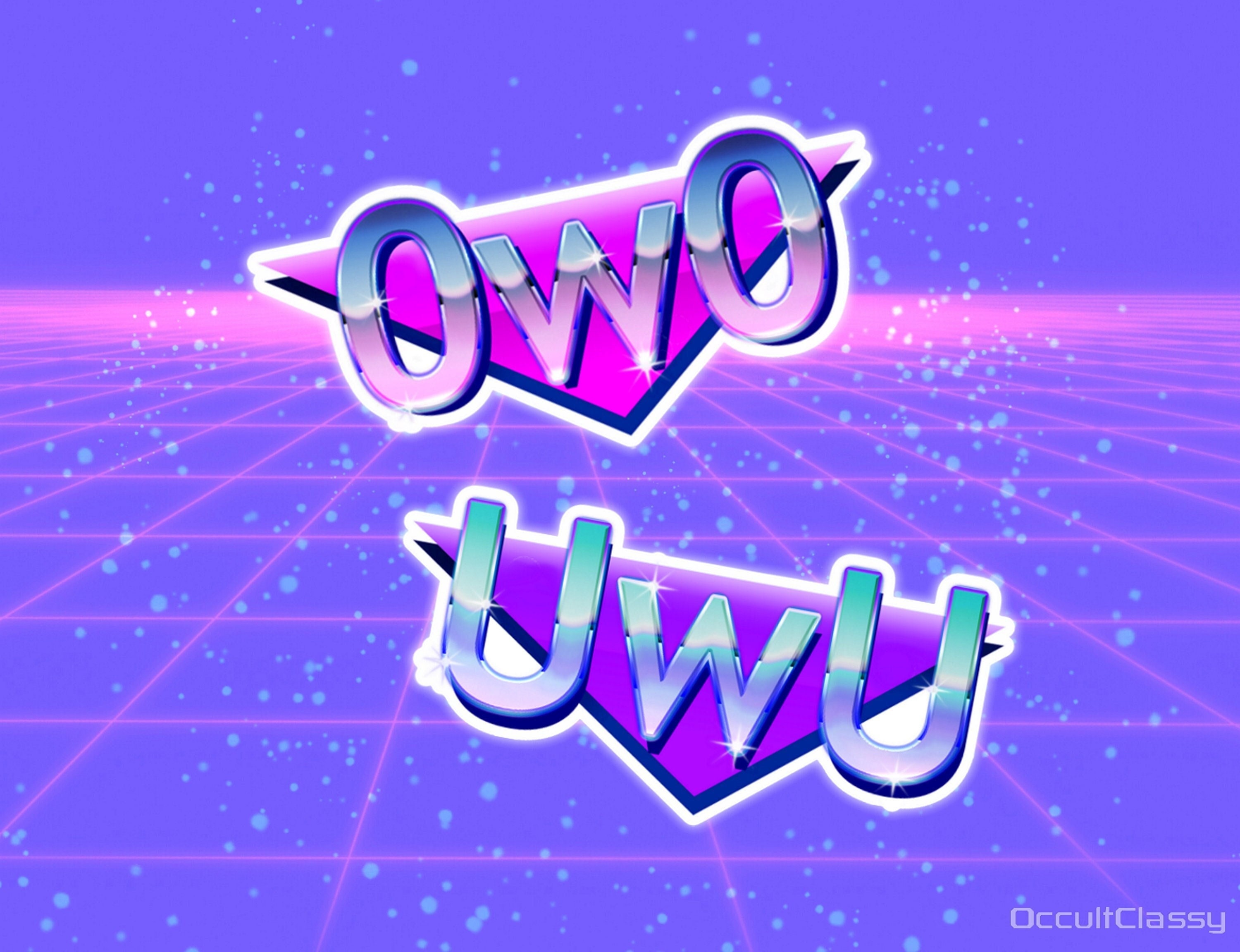 Owo Uwu Vaporwave Inspired Furry Emoticon Stickers - Etsy