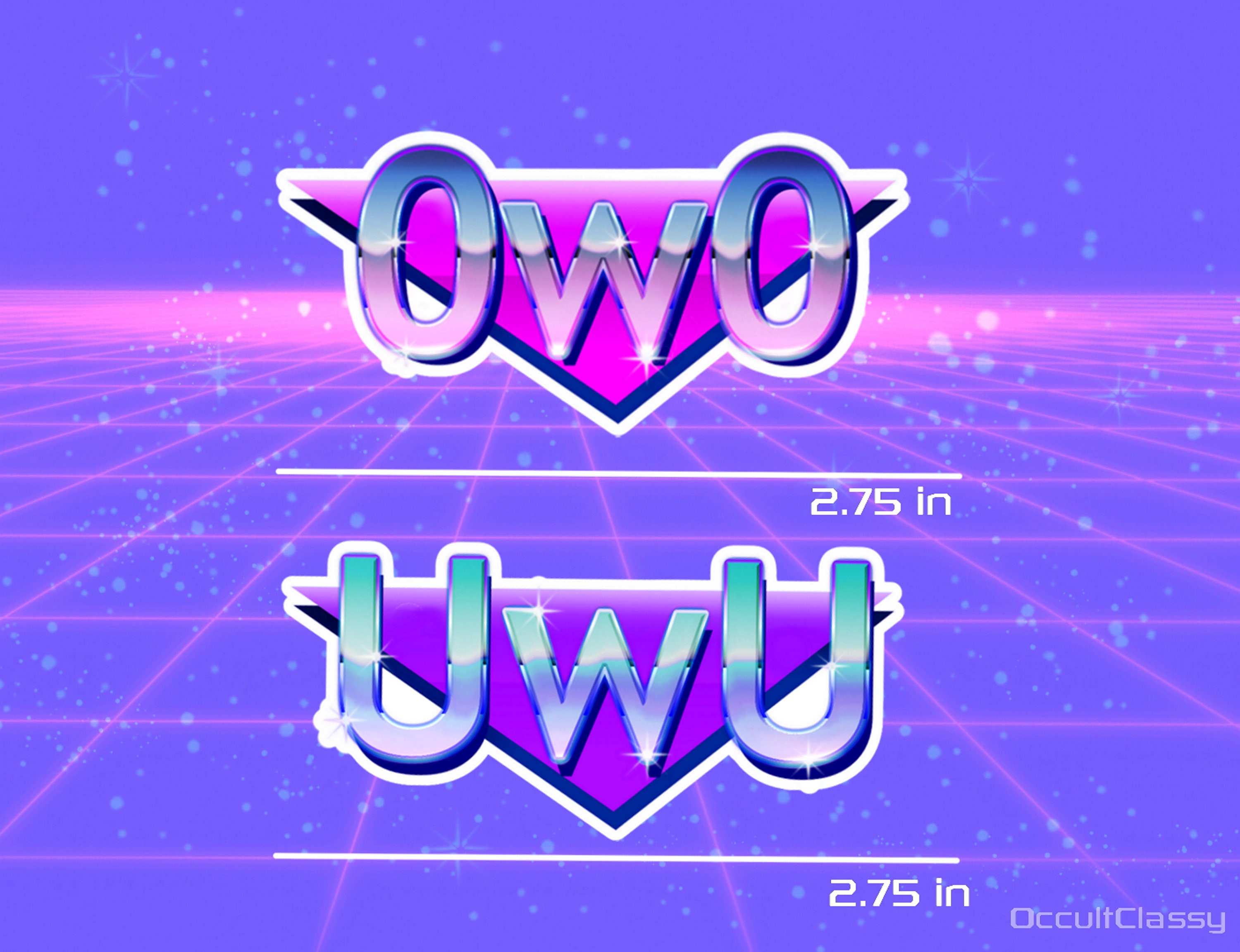 Owo Uwu Vaporwave Inspired Furry Emoticon Stickers - Etsy