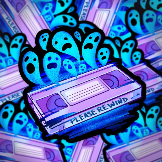 Please Rewind Spooky Retro Haunted VHS Vinyl Sticker - Etsy