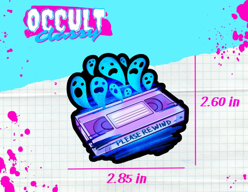 Please Rewind | Spooky Retro Haunted VHS | Die Cut Vinyl Sticker - Etsy