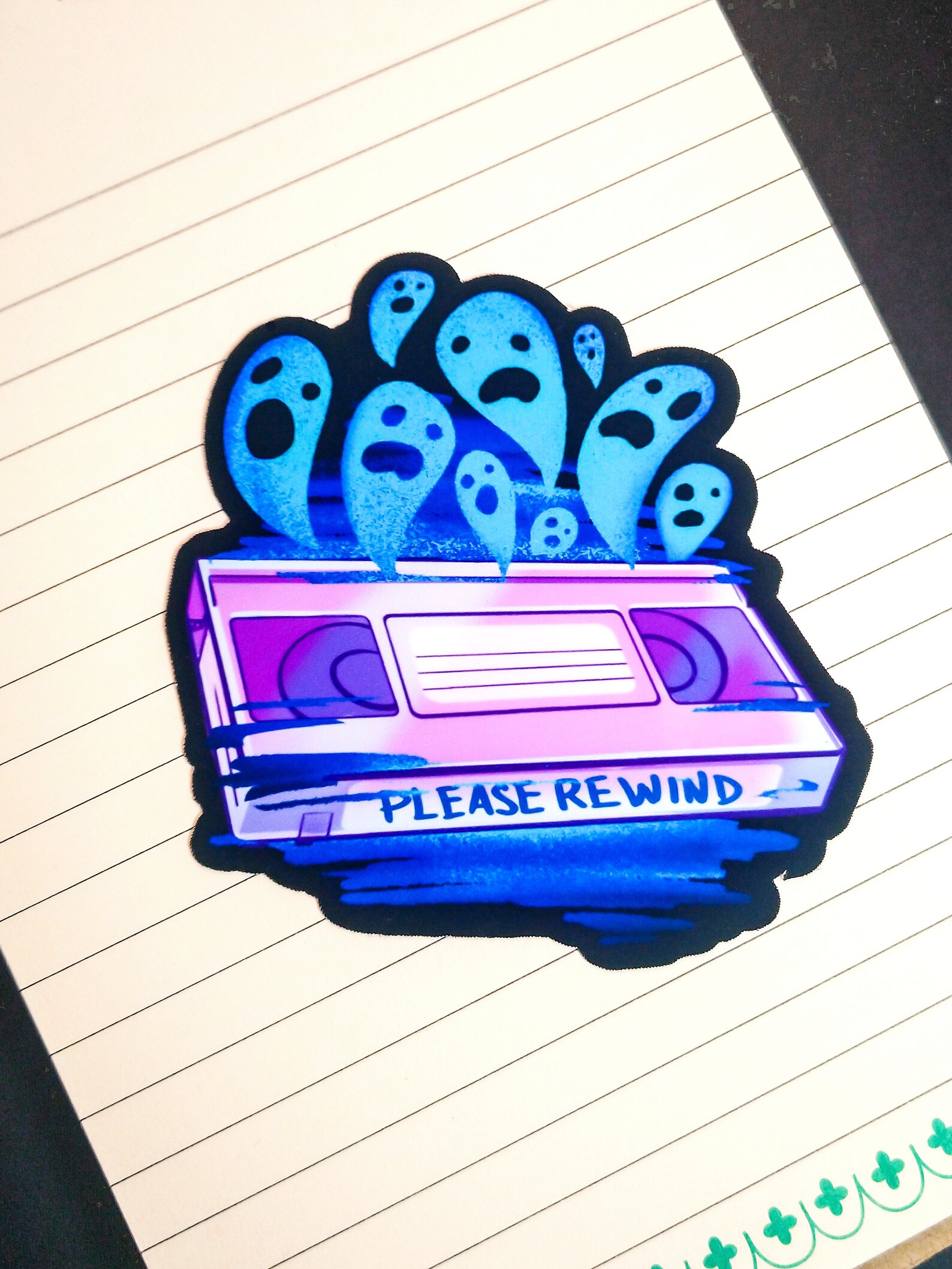 Please Rewind | Spooky Retro Haunted VHS | Die Cut Vinyl Sticker - Etsy