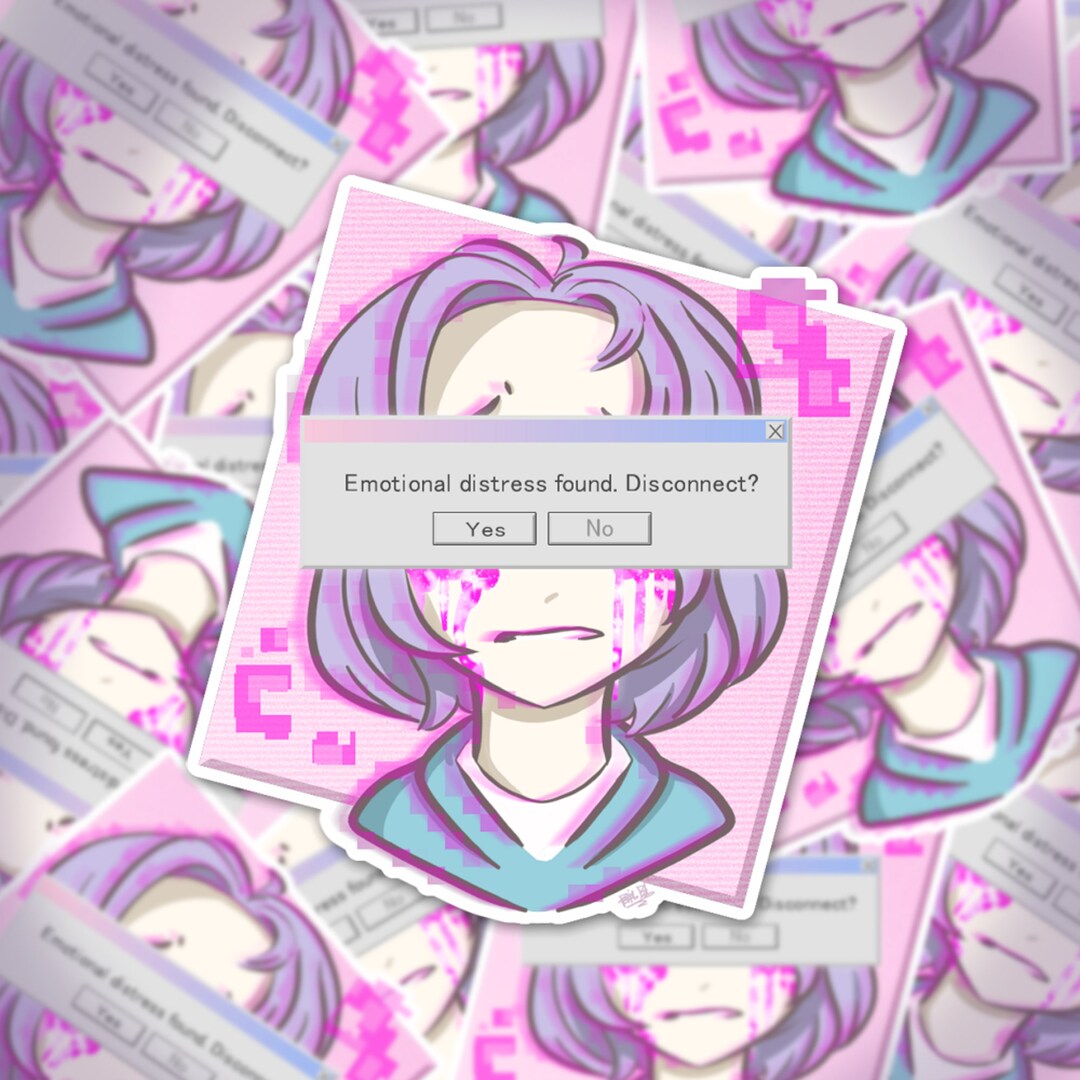 Emotional Distress Anime/ Vaporwave Die Cut Vinyl Sticker - Etsy