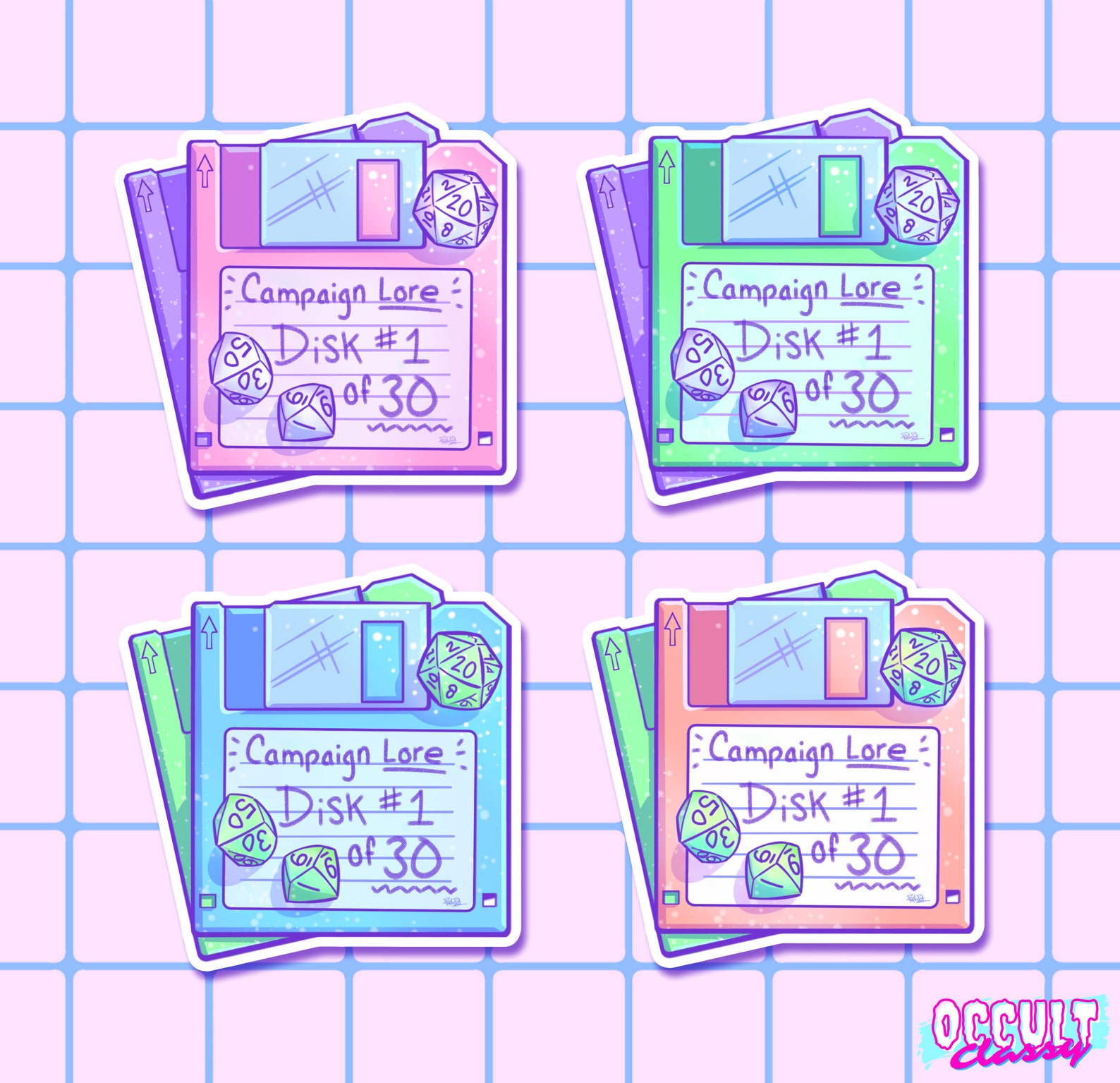 D&D Floppy Disk Sticker | Vinyl Die Cut Sticker 4 Colors | 90s Vibes - Etsy
