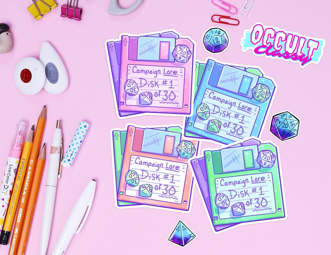 D&D Floppy Disk Sticker | Vinyl Die Cut Sticker 4 Colors | 90s Vibes - Etsy