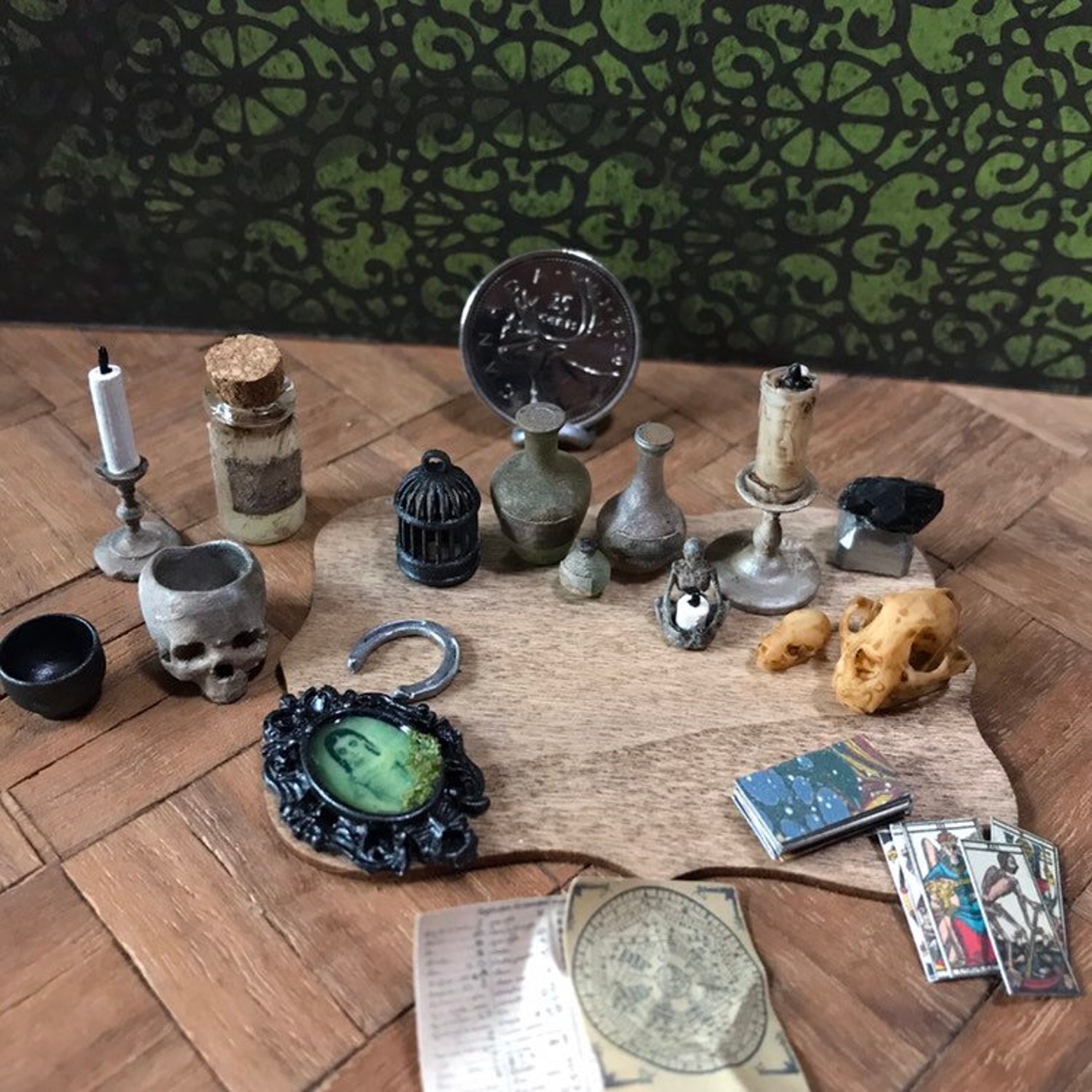 Miniature witch witch divination kit for dollhouses 1/12 scale | Etsy