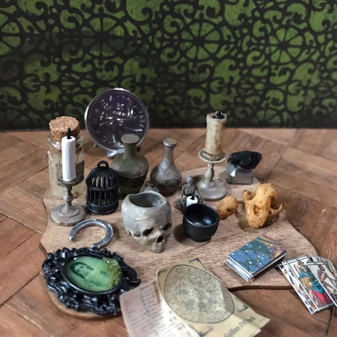 Miniature witch witch divination kit for dollhouses 1/12 scale | Etsy