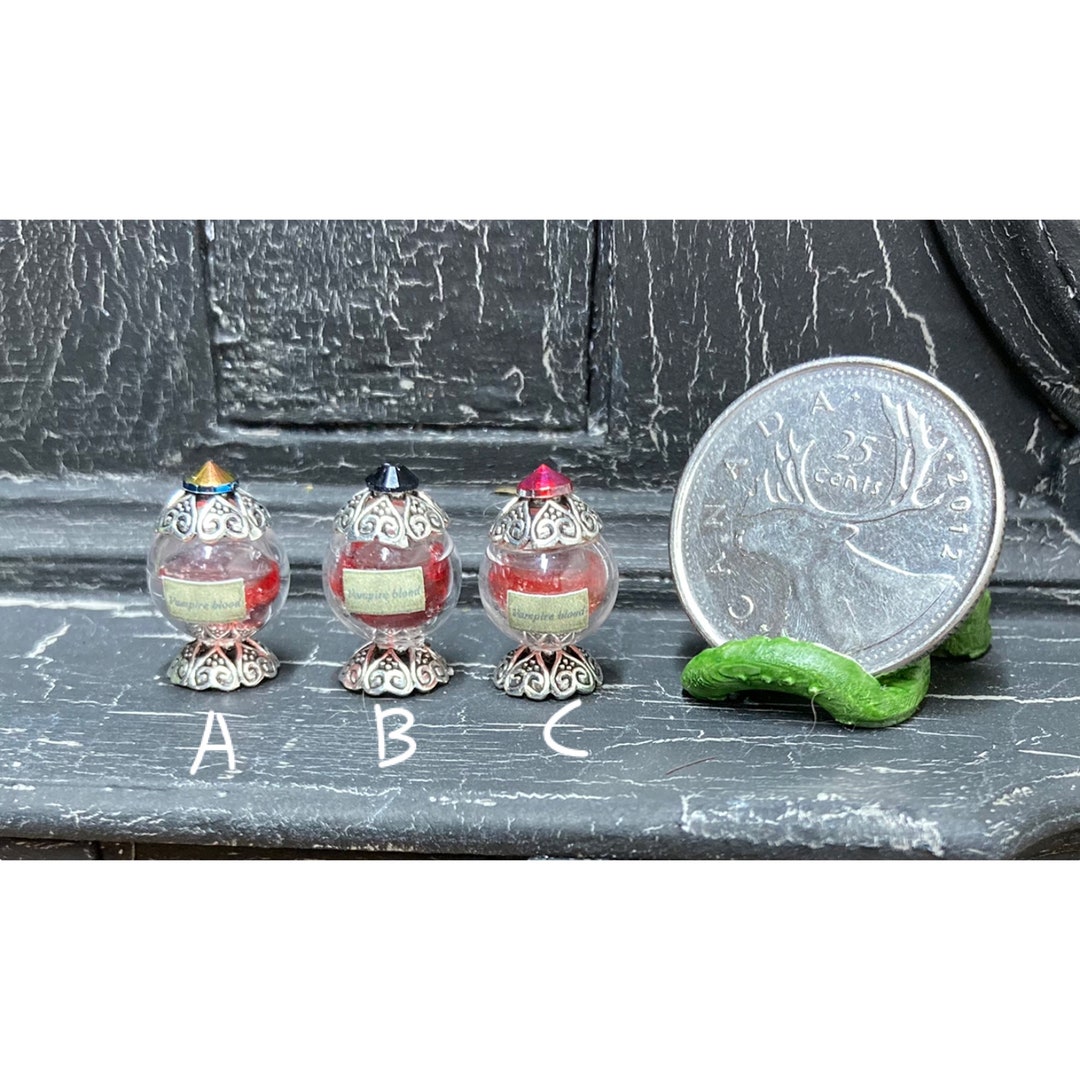 Miniature Vampire Blood Bottle Apothecary for Dollhouse, Roombox ...
