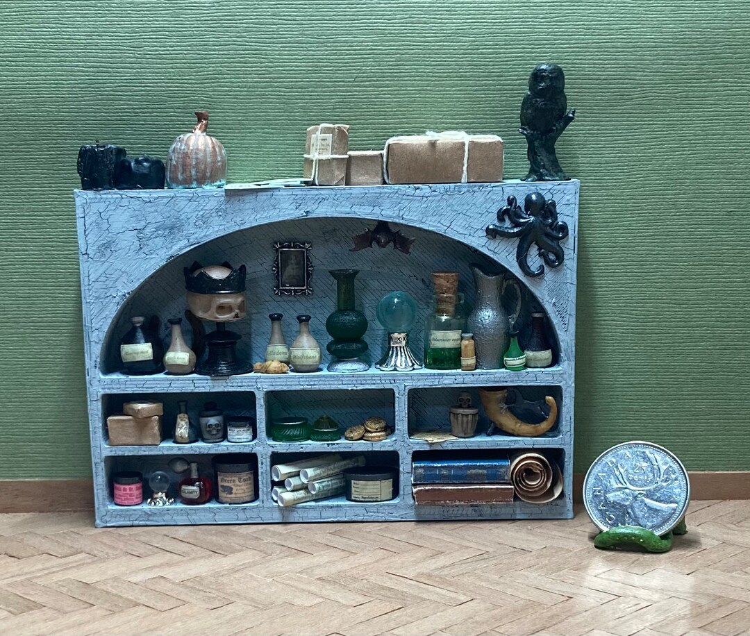 Miniature Witch Curiosity Wall Bookcase for Dollhouse,diorama,roombox ...
