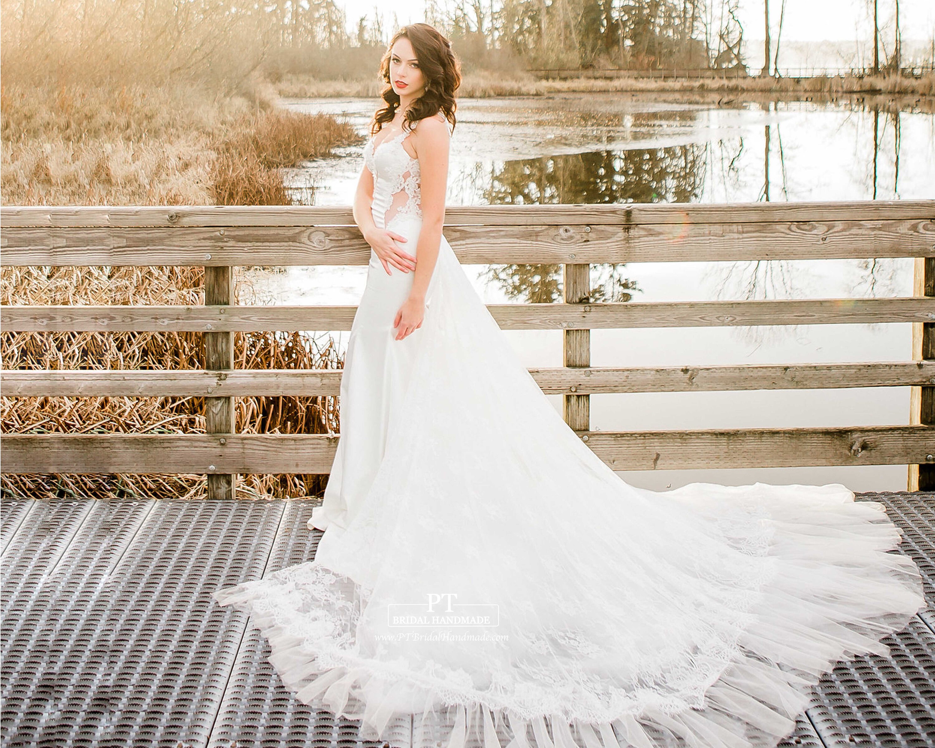 Cathedral Detachable Organza Bridal Train #84, Cathedral Detachable ...