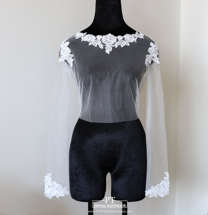 Illusion Long Sleeve Lace Topper 145 Sheer Bridal Dress - Etsy